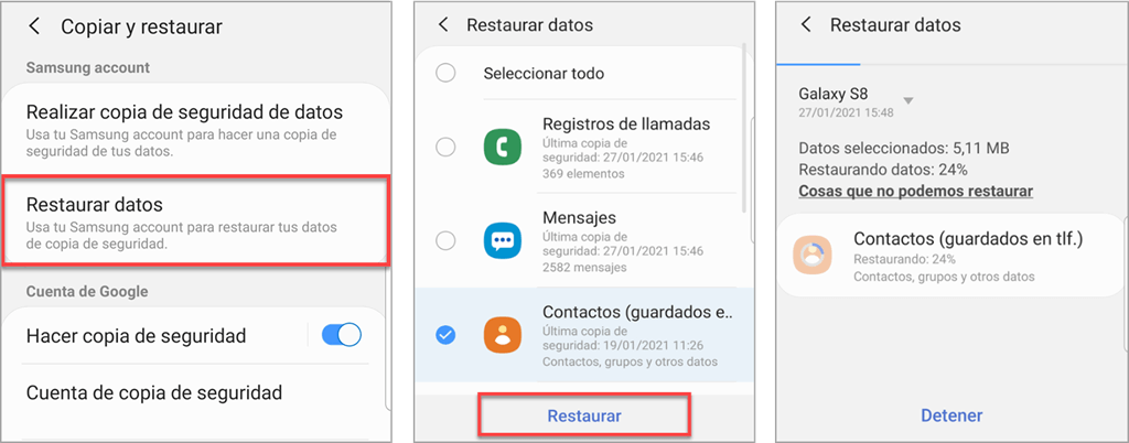 Cómo recuperar contactos borrados desde Samsung Galaxy