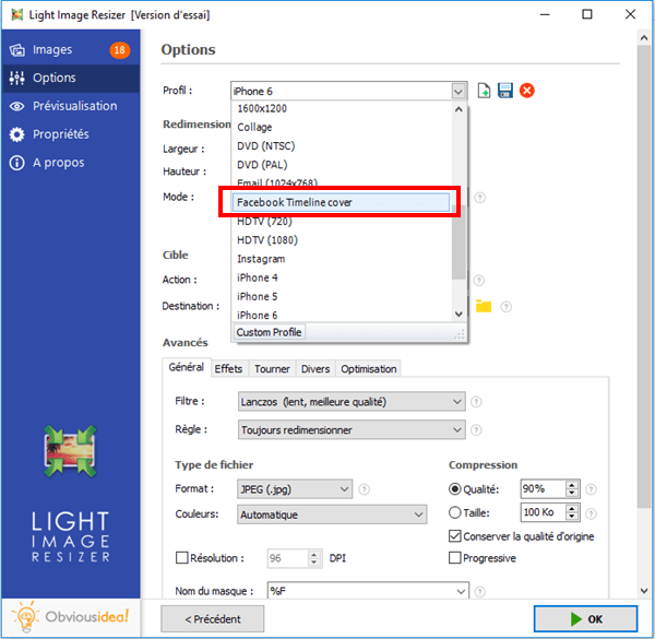 Comment convertir des photos en format Facebook